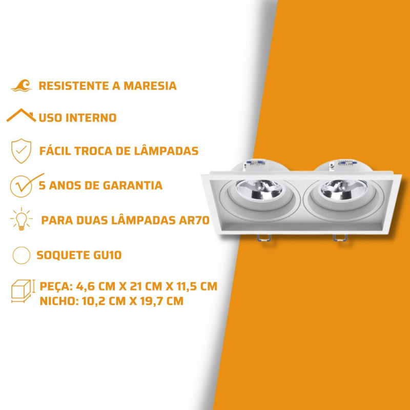 Spot Embutir Duplo AR70 Interlight I Decor Lumen